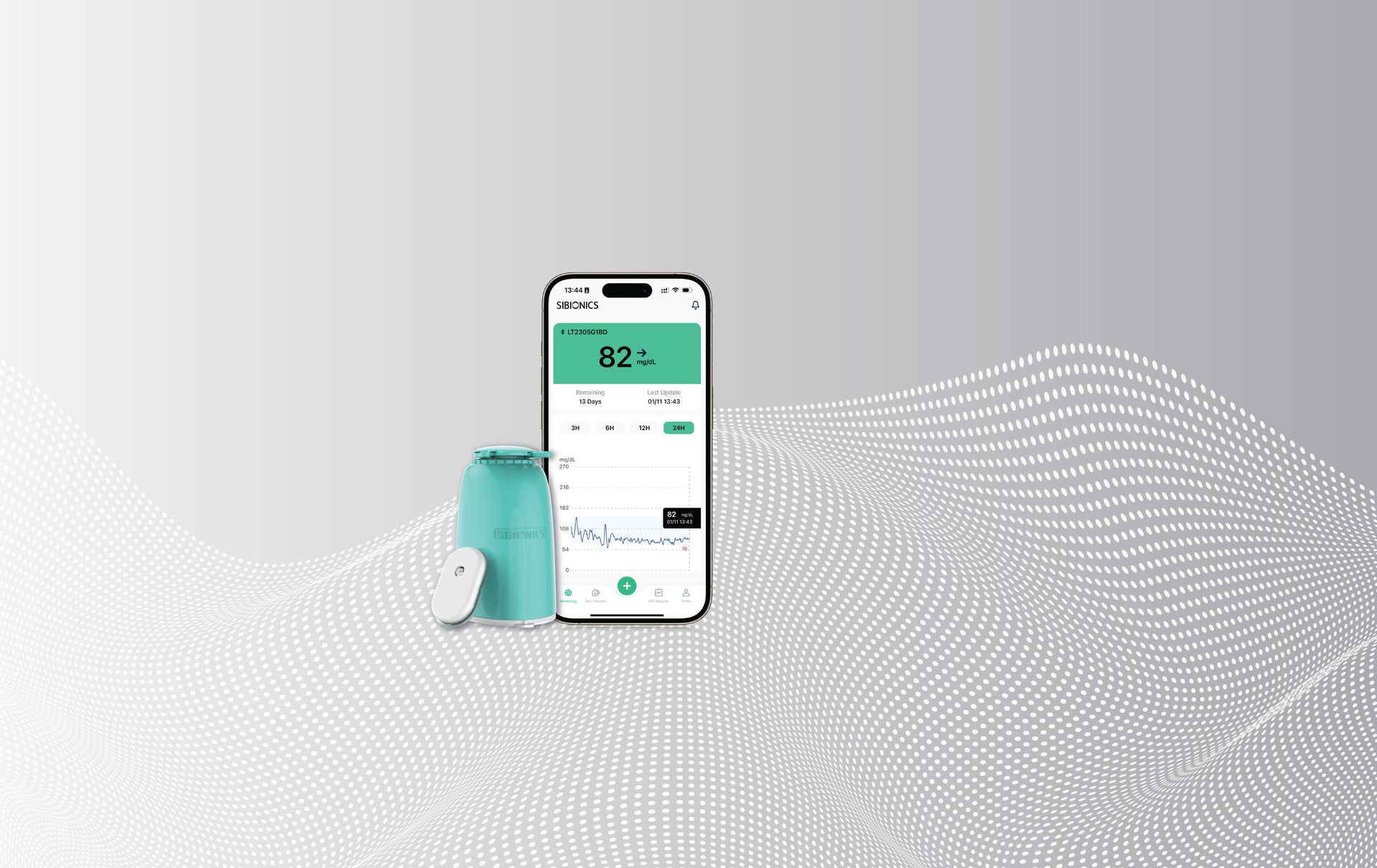 Sistema de monitoreo continuo de glucosa (CGM) SIBIONICS GS1