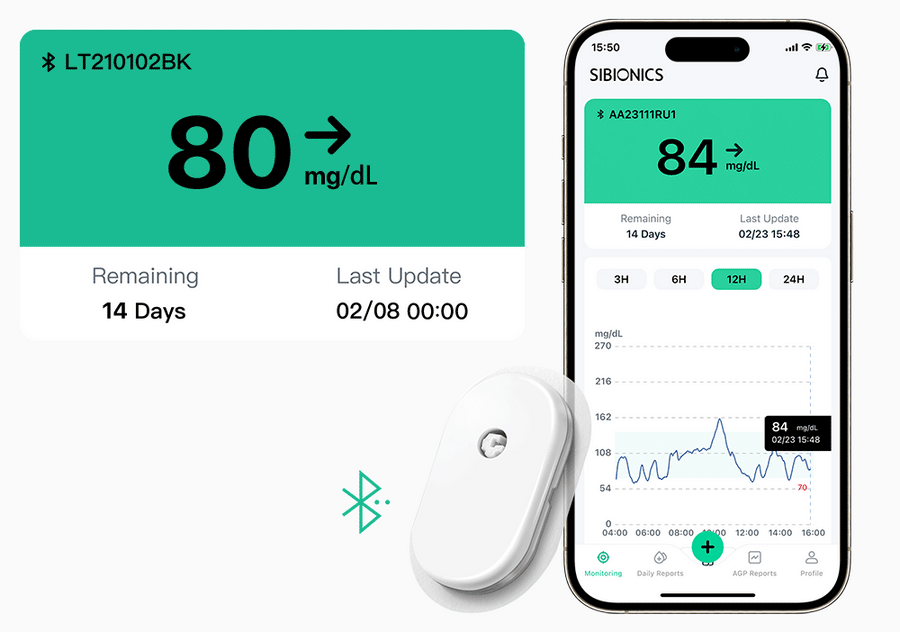 SIBIONICS GS1 CGM Continuous Glucose Monitoring System